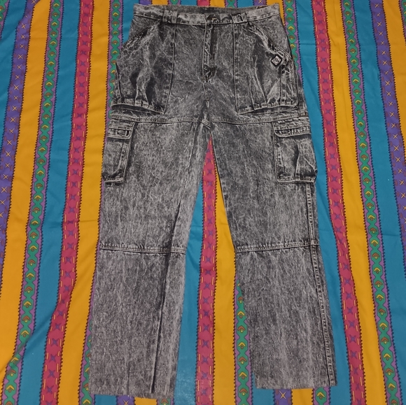 Vintage | Jeans | 8s Ajs Sportswear Cargo Pocket Acid Wash Denim Jeans ...